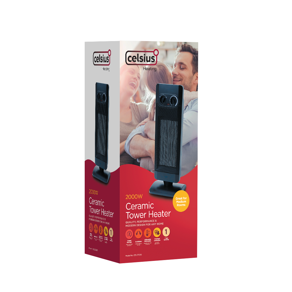 2000W Ceramic Tower Heater- CELCT220 – CelsiusNZ